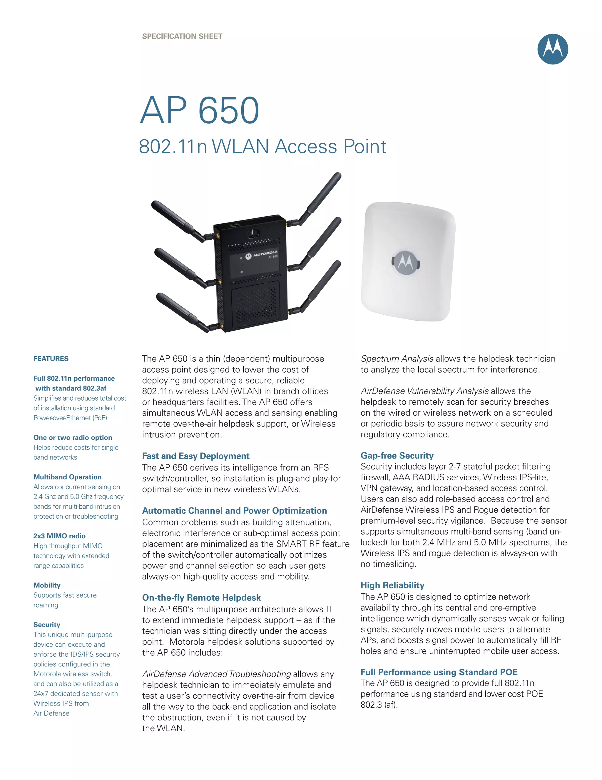 Ap650 spec sheet | PDF
