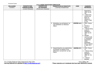 Araling Panlipunan 6 Curriculum Guide rev.2016