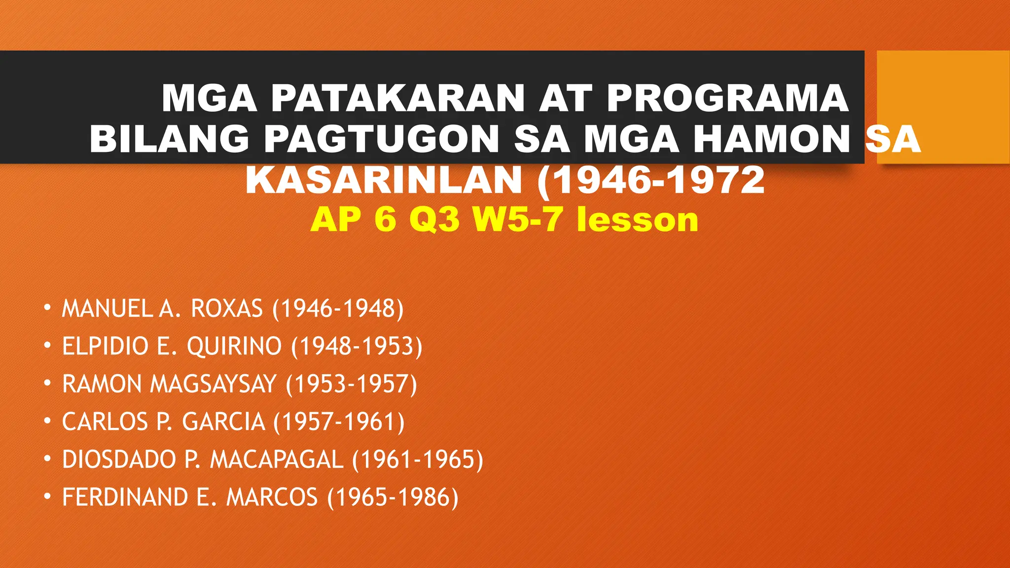 AP 6 PPT Q3 - Mga Patakaran At Programa Bilang Pagtugon Sa Mga Hamon Sa ...