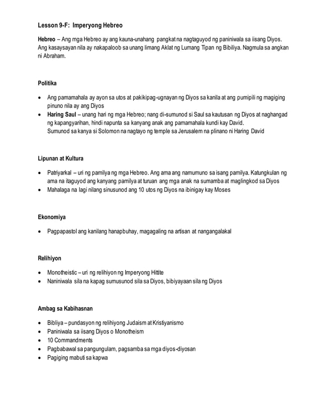 AP 7 Lesson no. 9-F: Imperyong Hebreo | DOCX