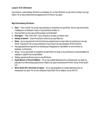 AP 7 Lesson no. 14-O: Shintoism | DOCX