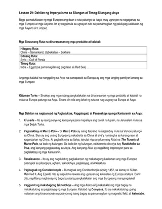 AP 7 Lesson no. 29: Dahilan ng Imperyalismo sa Silangan at Timog ...