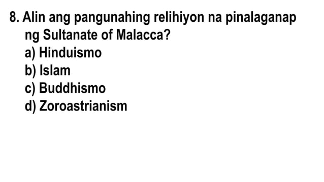 Araling Panlipunan 7 Quarter 1 - Week 5 to 7 Quiz | PPTX