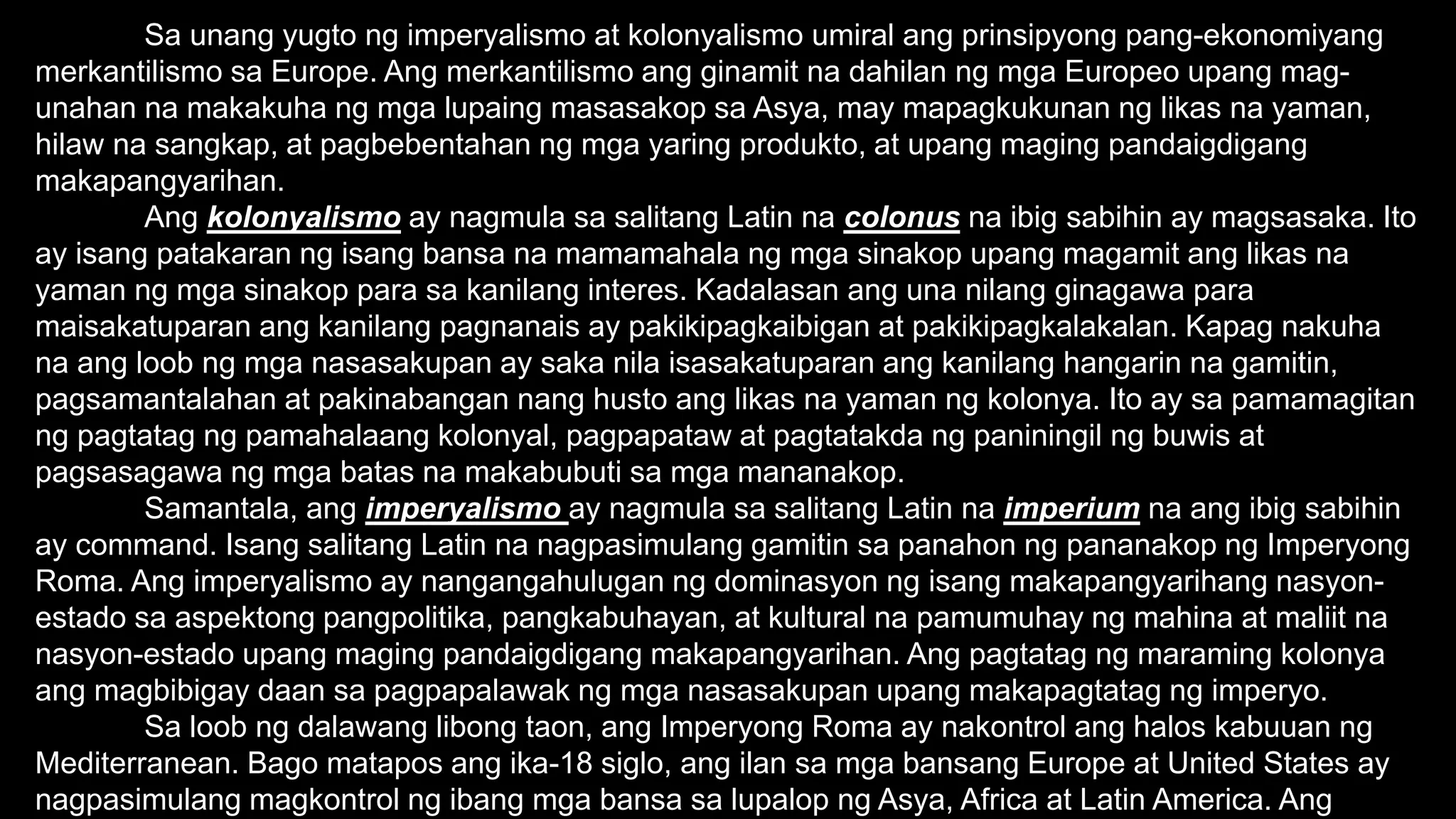 AP7 - Panahon ng Kolonyalismo at Imperyalismo sa Timog at Kanlurang Asya (Q3- week 1-2 lesson ...