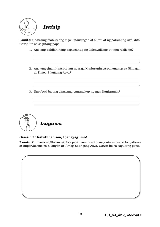 araling panlipuan fourth quarte first week module | PDF