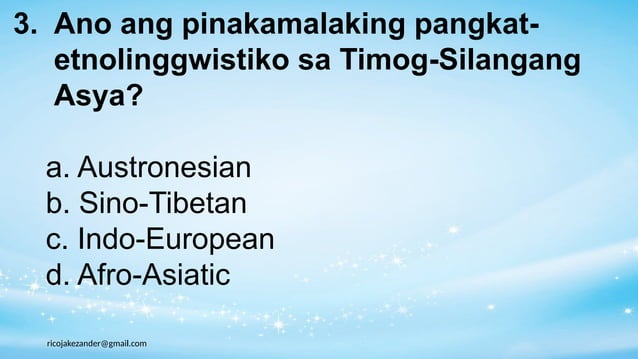 AP 7 Q1 2 Nasusuri ang heograpiyang pantao ng Timog Silangang Asya batay sa pangkat ...