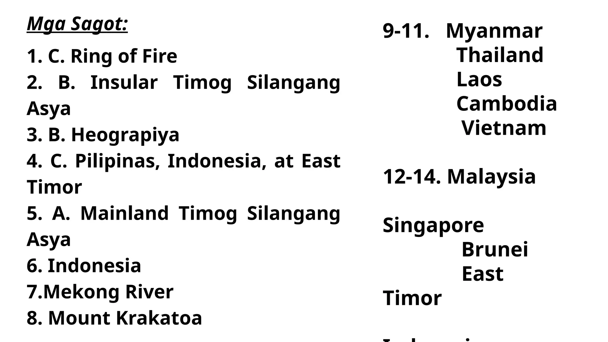 Araling Panlipunan 7 Quarter 1 W1 - Quiz.pptx