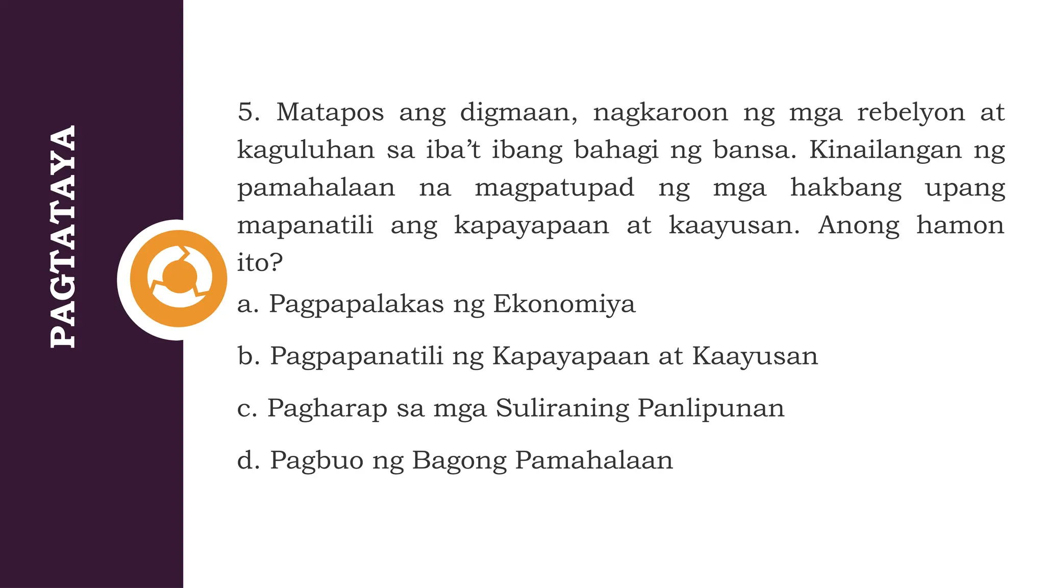 MGA HAMON SA PAGKABANSA NG PILIPINAS MATAPOS ANG IKALAWANG DIGMAANG ...