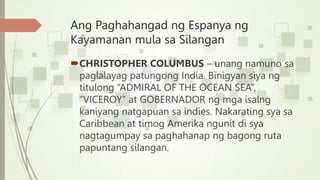 Unang yugto ng kolonyalismo sa buong mundo | PPT