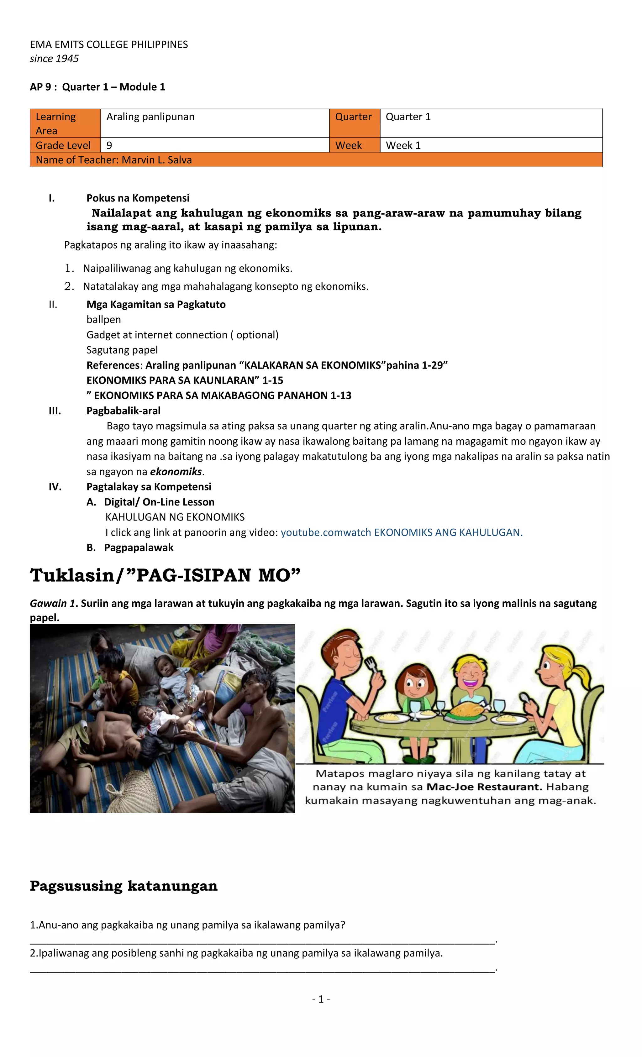 Ap 9 module 1 q1 | PDF