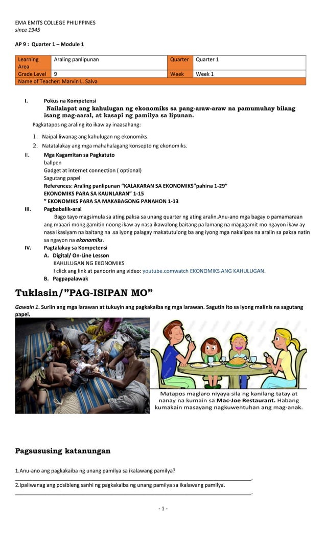 Ap 9 module 1 q1 | PDF