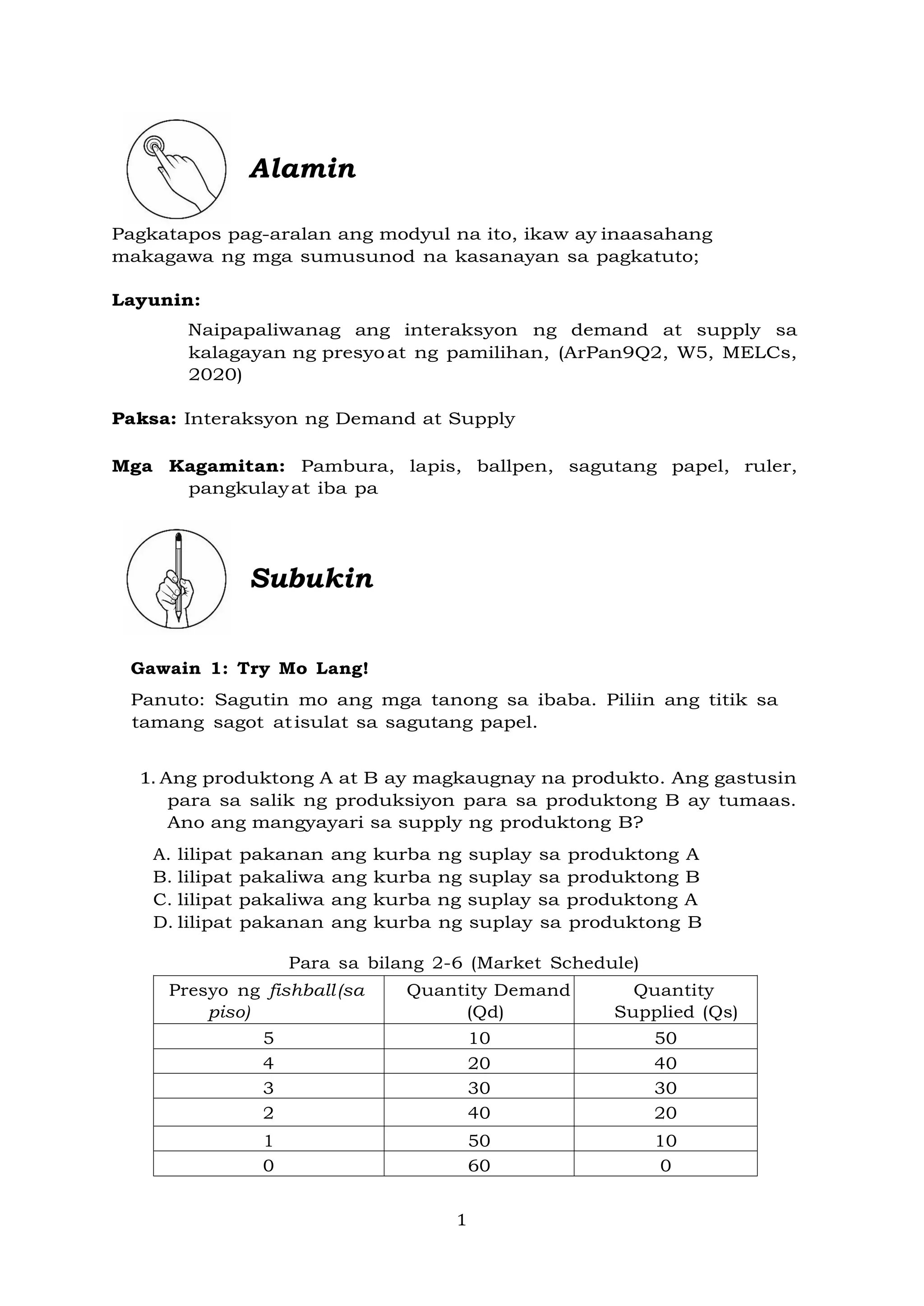 Ap9 q2 m3_interaksyon-ng-demand-at-supply_v2 (1) | PDF