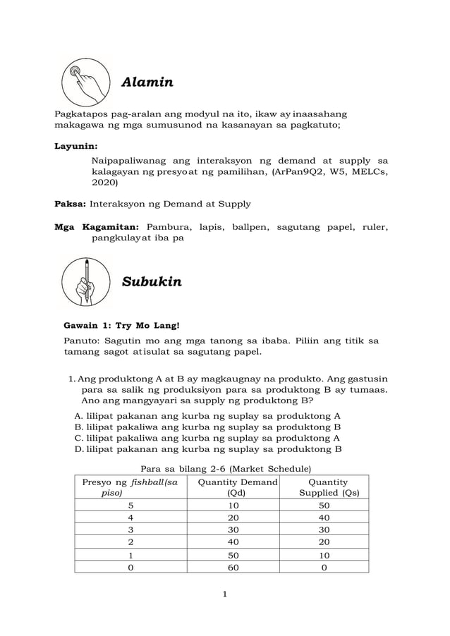 Ap9 q2 m3_interaksyon-ng-demand-at-supply_v2 (1) | PDF
