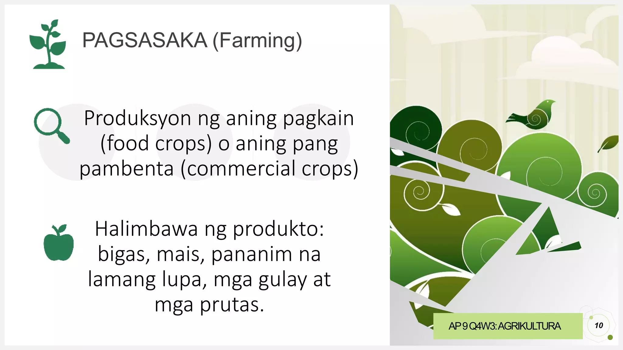 EKONOMIKS 9 QUARTER 4 WEEK 3: SEKTOR NG AGRIKULTURA | PPTX