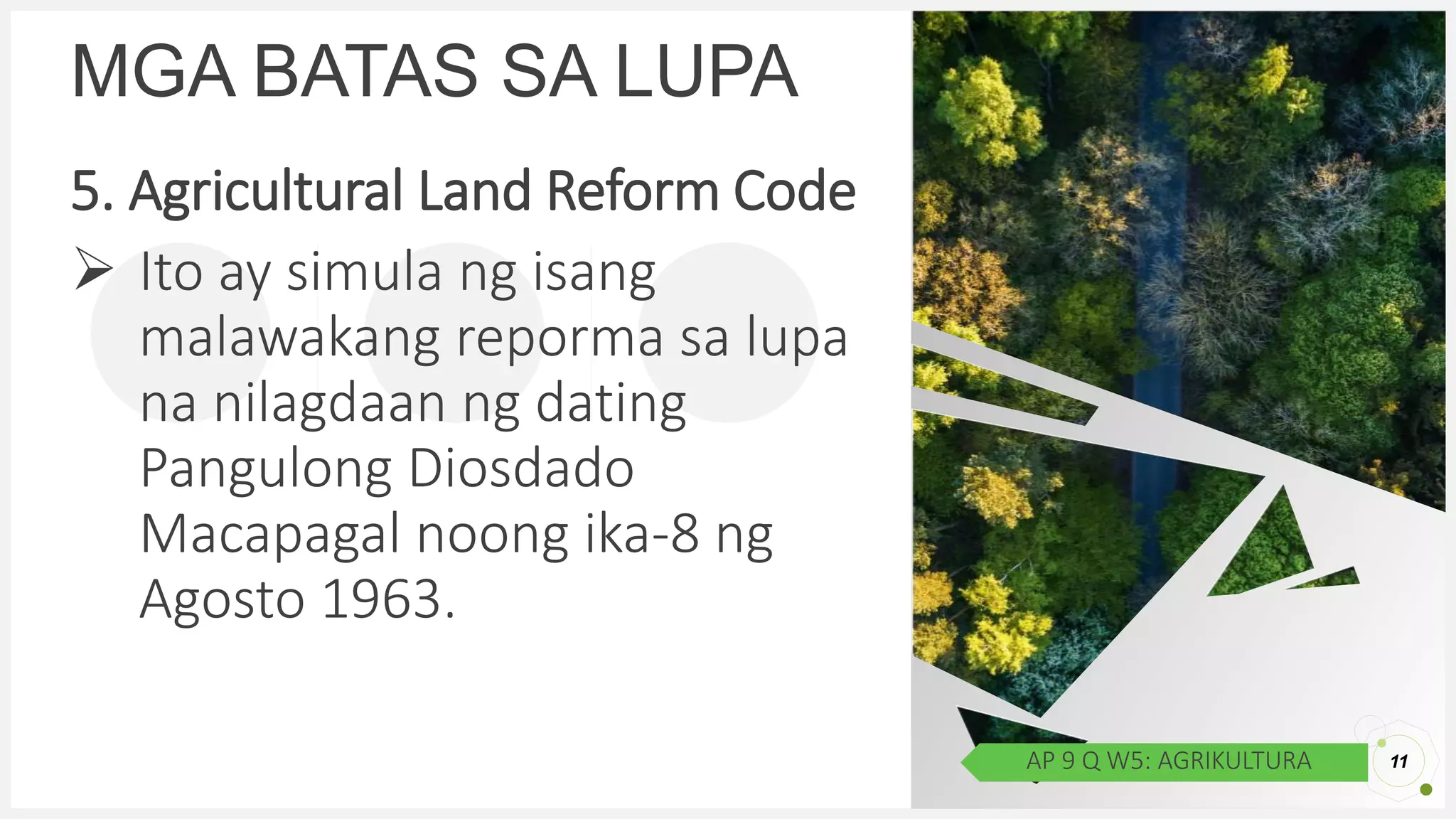 EKONOMIKS 9 QUARTER 4 WEEK 5: BATAS SA AGRIKULTURA | PPTX