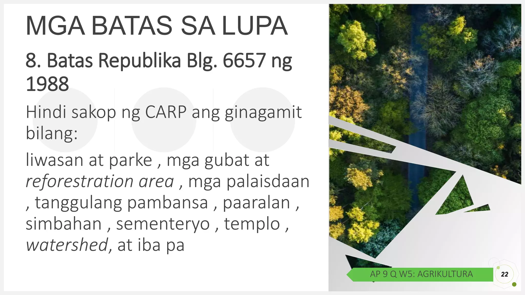 EKONOMIKS 9 QUARTER 4 WEEK 5: BATAS SA AGRIKULTURA | PPTX