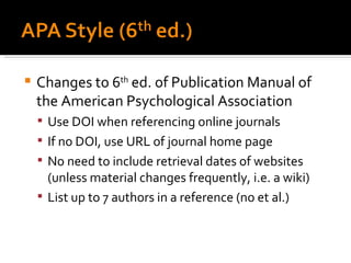 APA Style (6th ed.) | PPT | Education