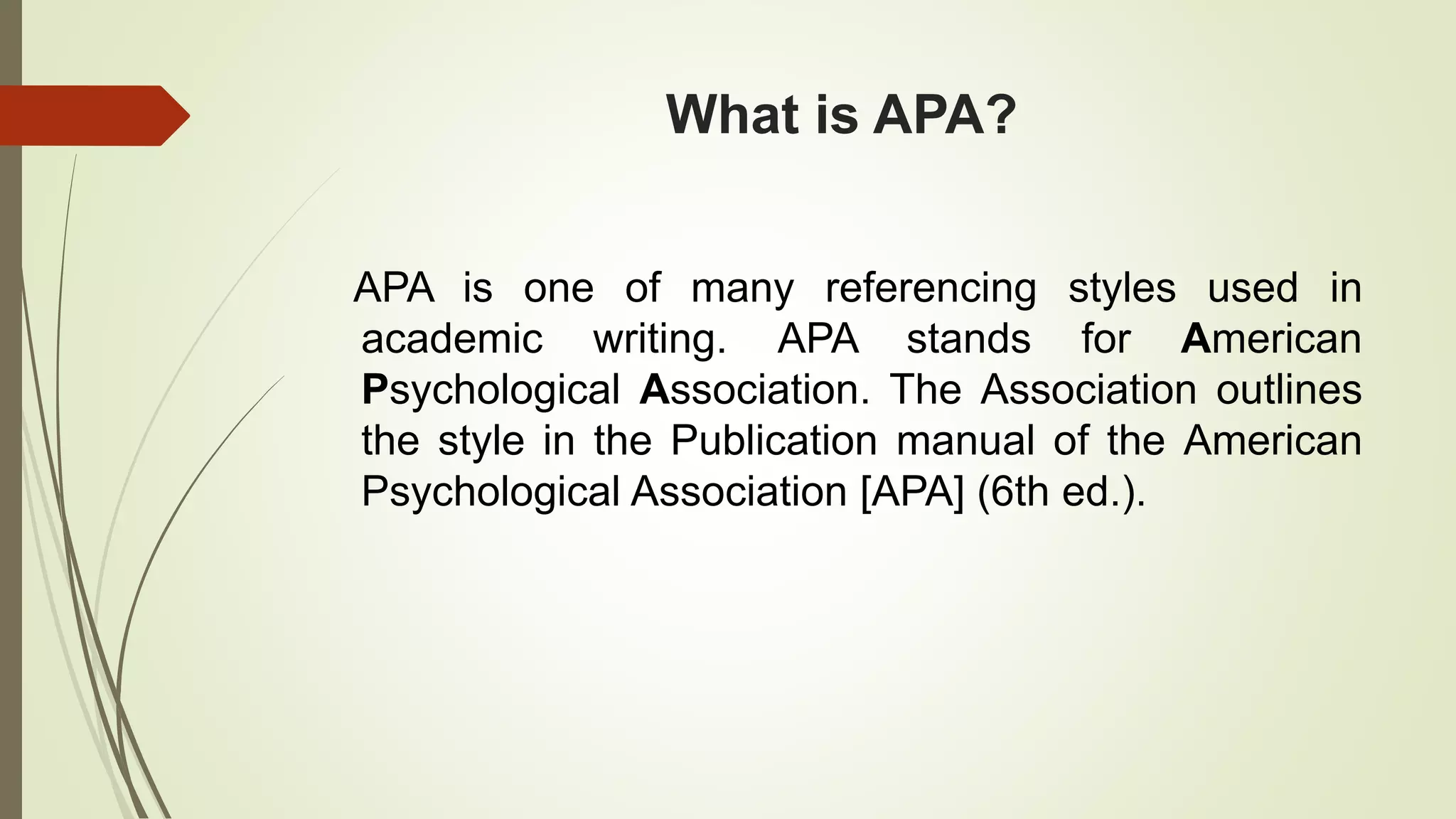 American Psychological Association Referencing | PPSX