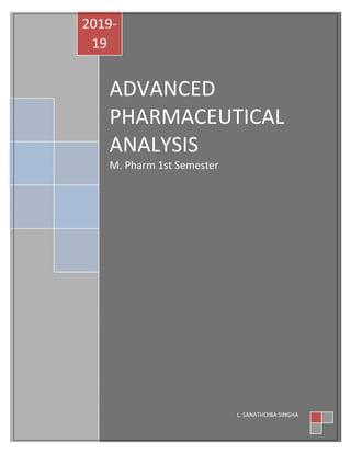 Notes* for the subject 'Advanced Pharmaceutical Analysis' | PDF