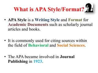 What is APA Writing Style or Format | PPTX