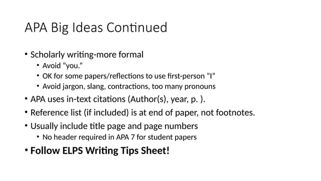 APA style referencing formating basics for beginners | PPTX