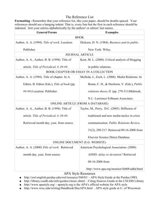 Apa cheat-sheet | PDF