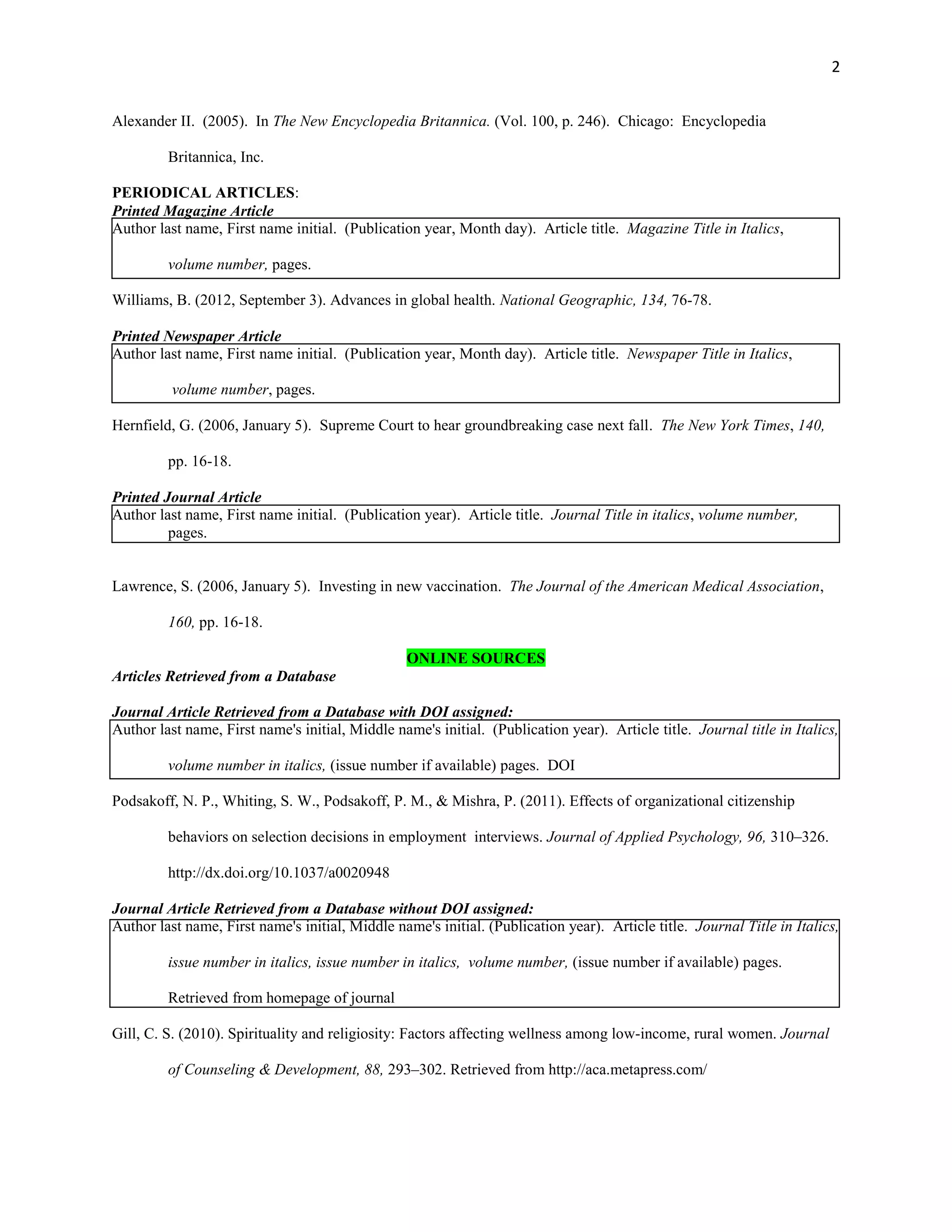 APA Citation Examples | PDF