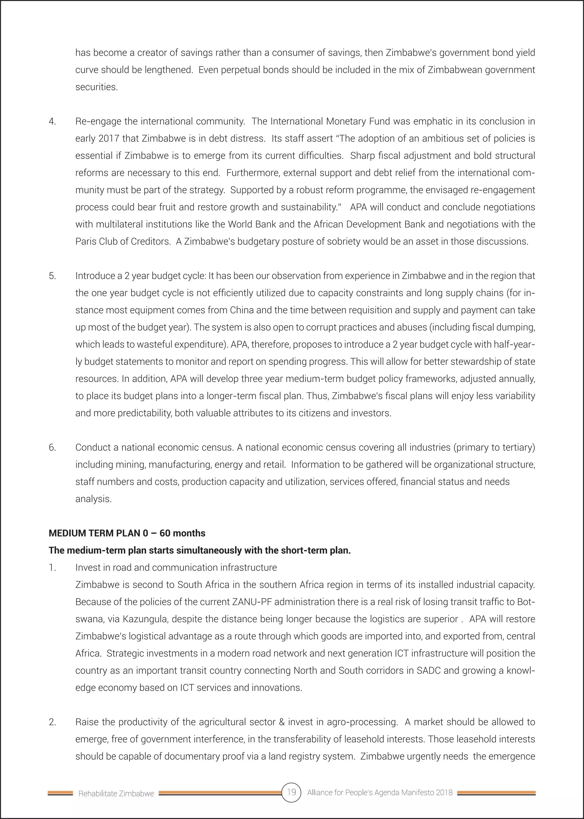 APA Zimbabwe 2018 elections manifesto | PDF