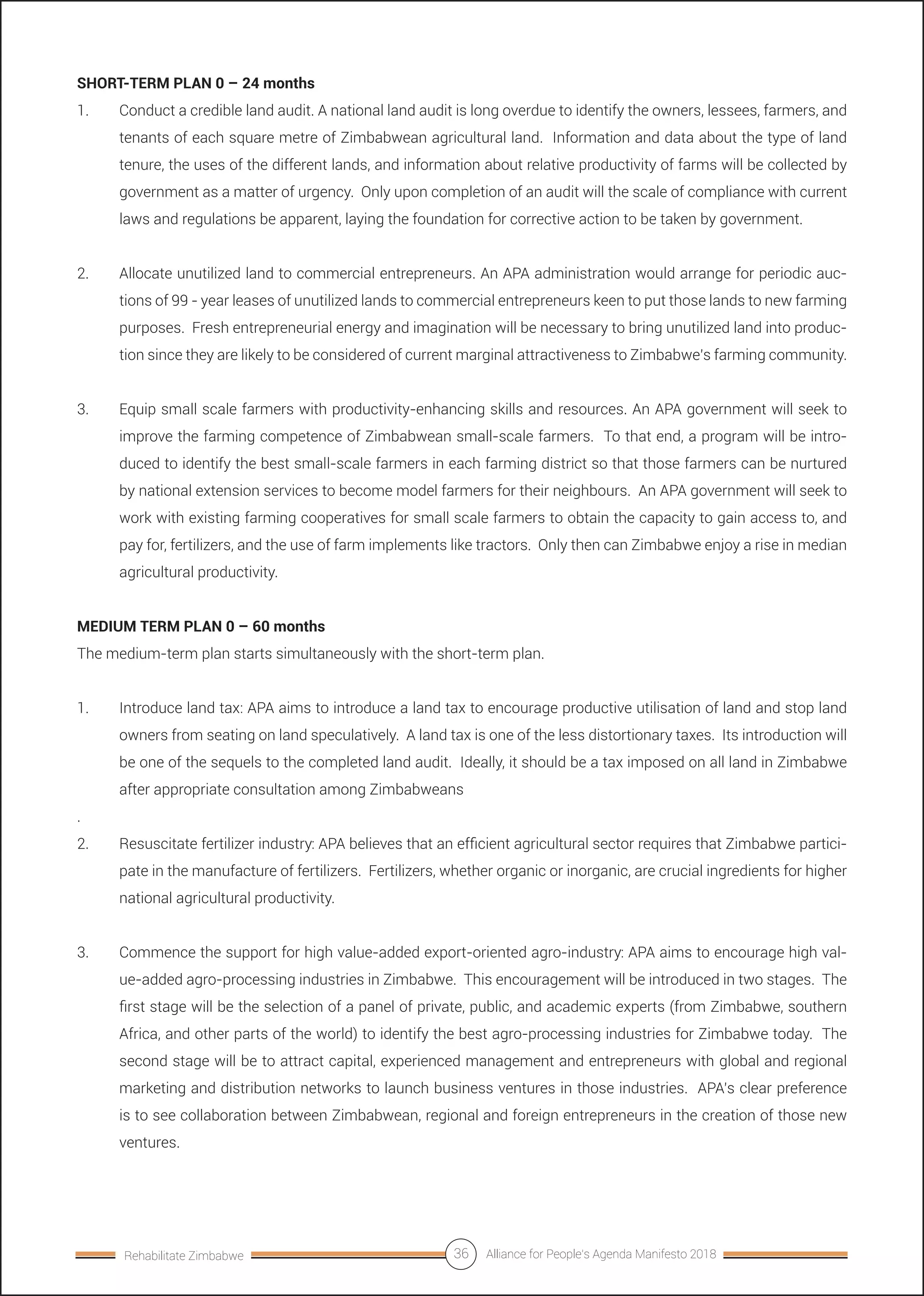 APA Zimbabwe 2018 elections manifesto | PDF