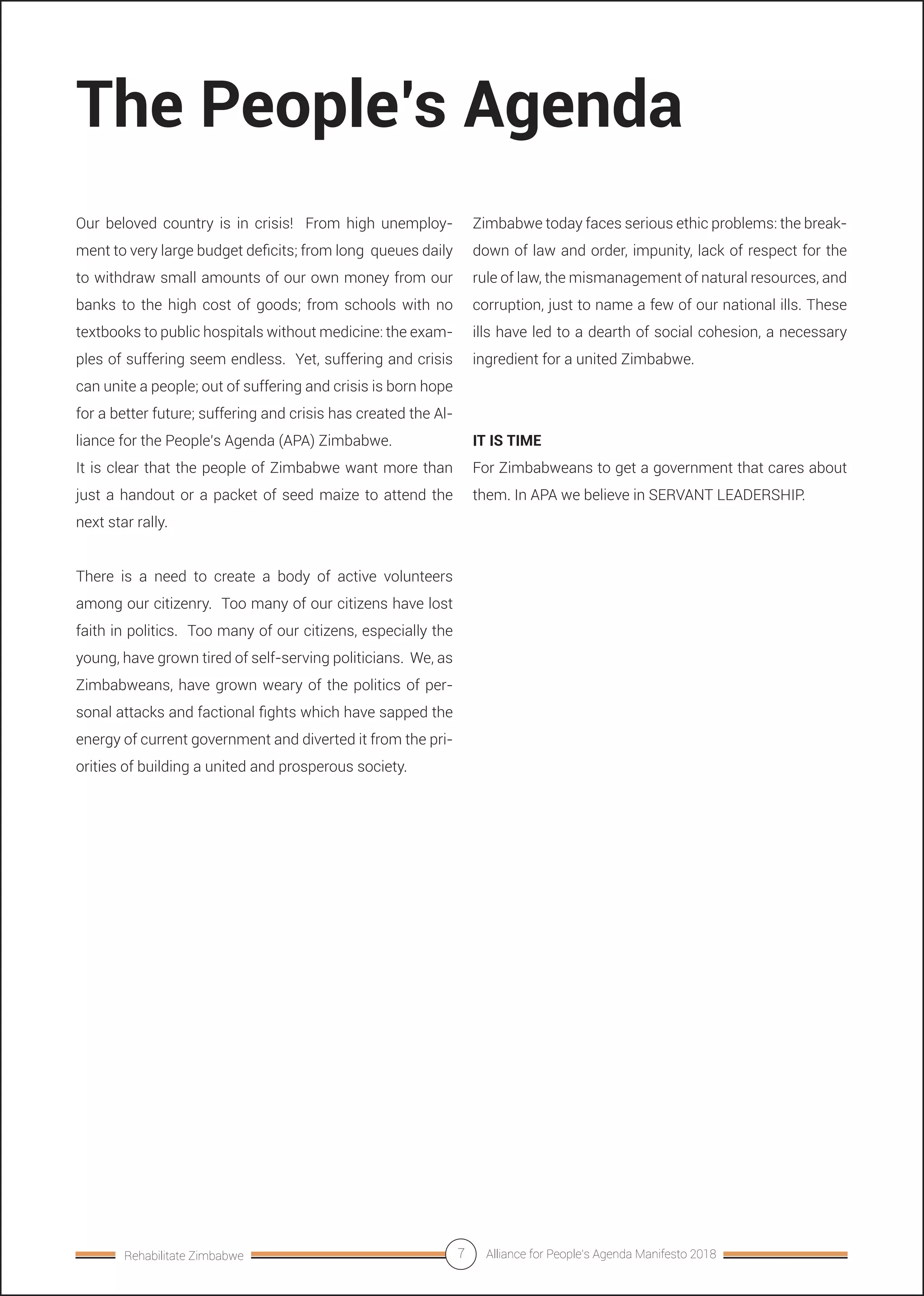 APA Zimbabwe 2018 elections manifesto | PDF
