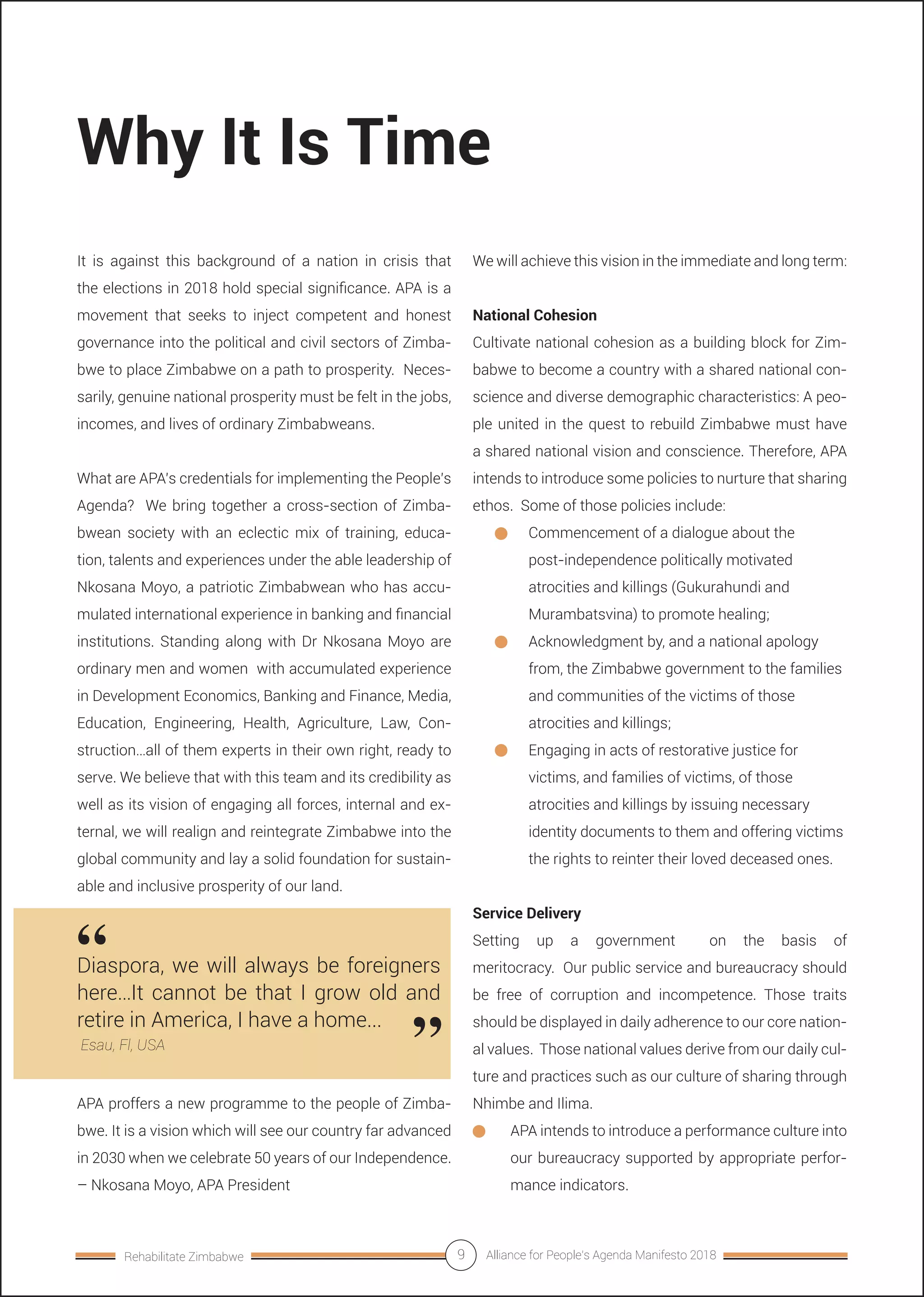 APA Zimbabwe 2018 elections manifesto | PDF