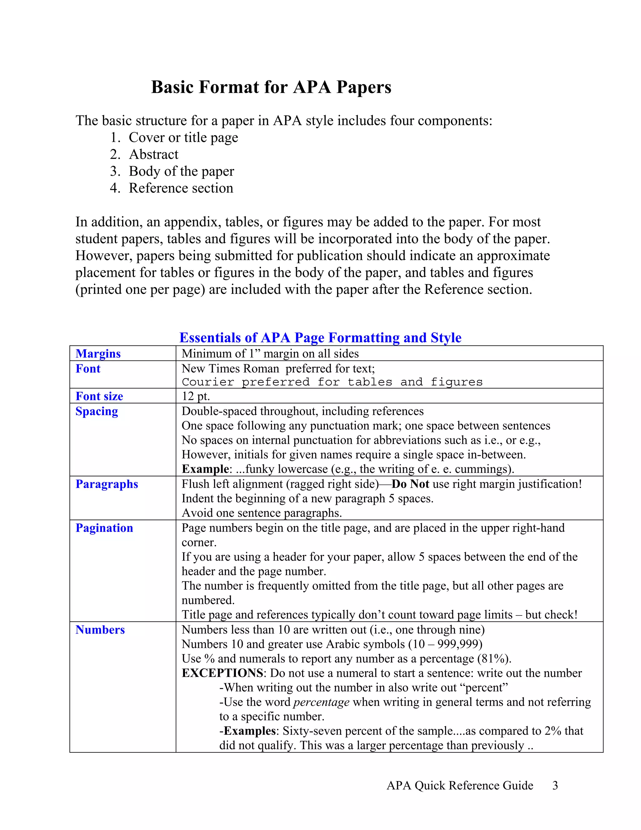 Apa Quick Reference Guide | PDF