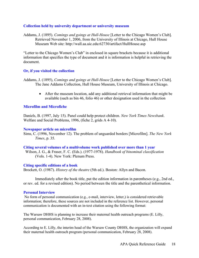 Apa Quick Reference Guide | PDF