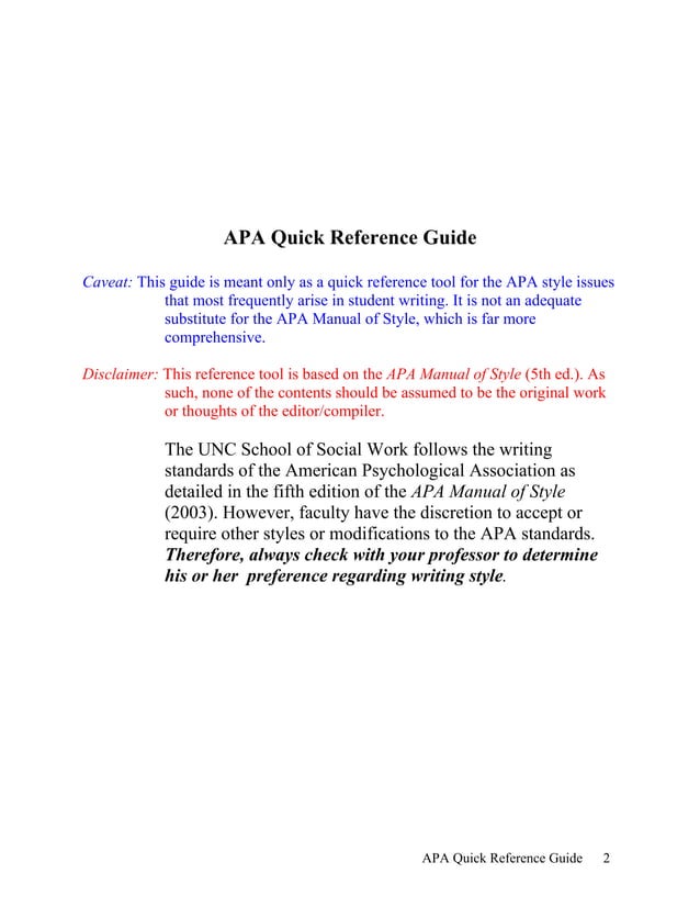 Apa Quick Reference Guide | PDF