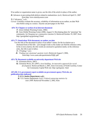 Apa Quick Reference Guide | PDF