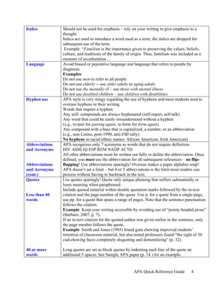 Apa Quick Reference Guide | PDF