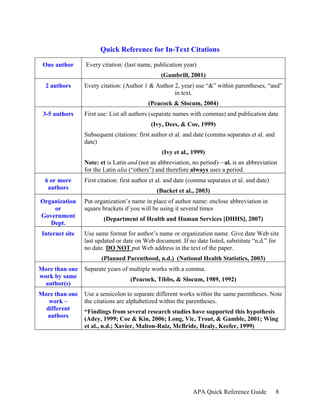 Apa Quick Reference Guide | PDF