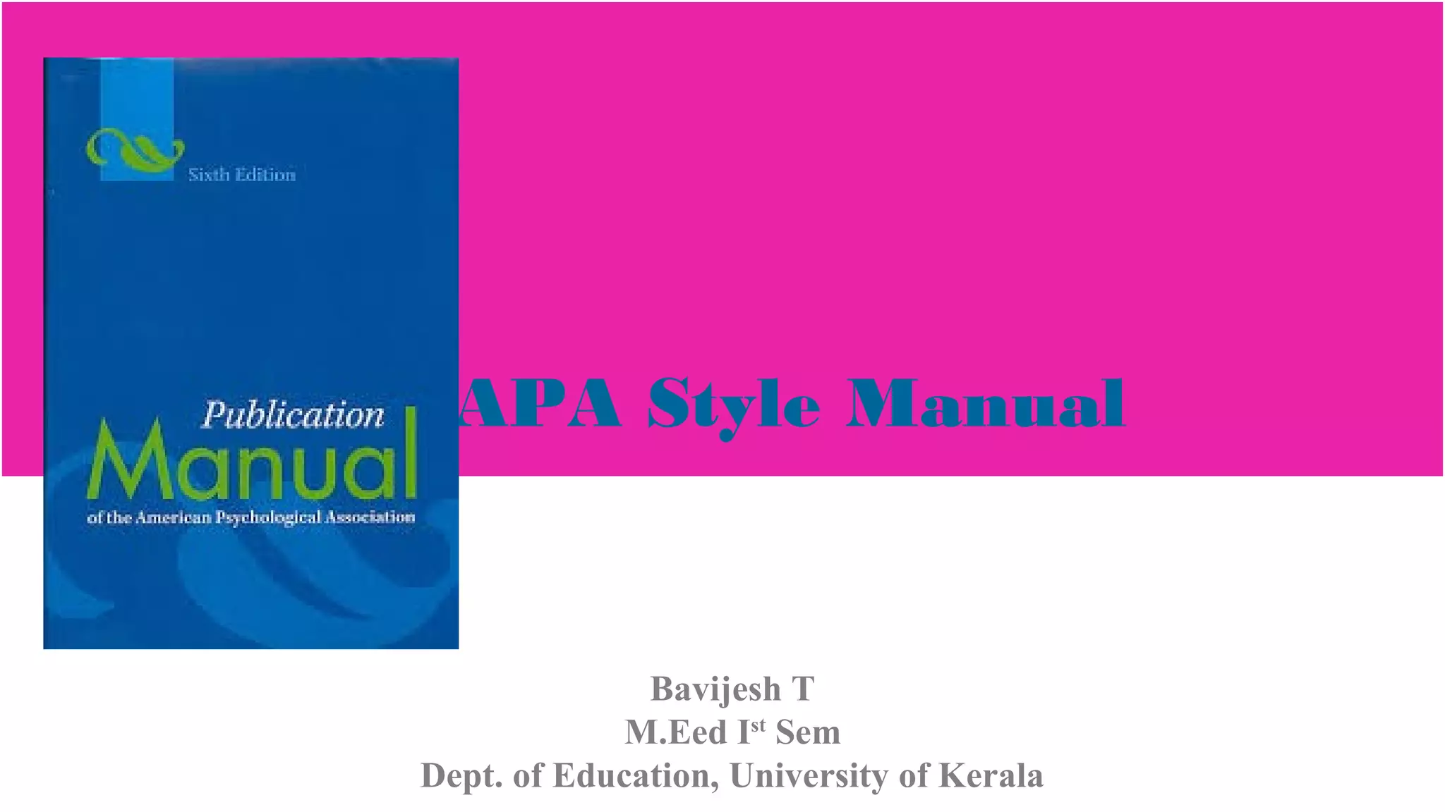 APA Style manual | PPT