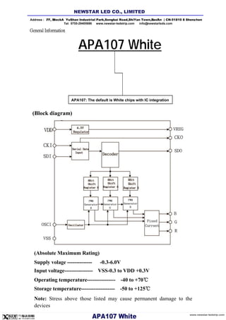 APA107 white color 3000k 4000k 6000k pixel LED SMD Chip | PDF