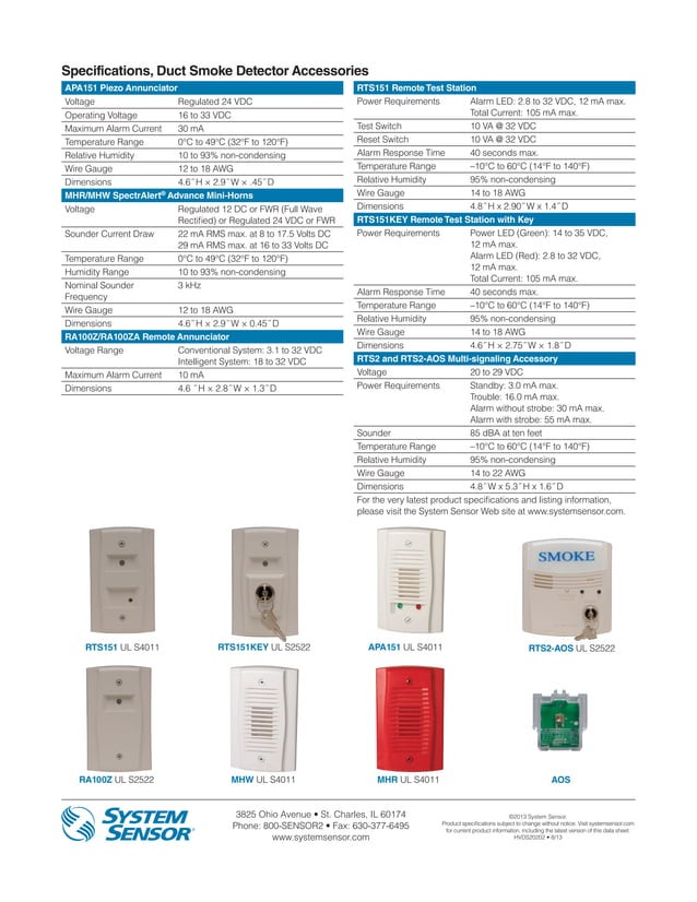 System Sensor APA151 | PDF