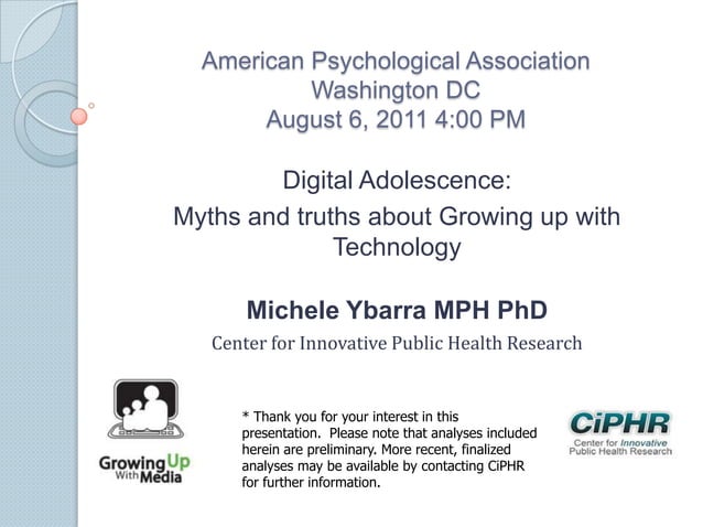 Digital adolescence: Myths and truths about growing up with technology ...
