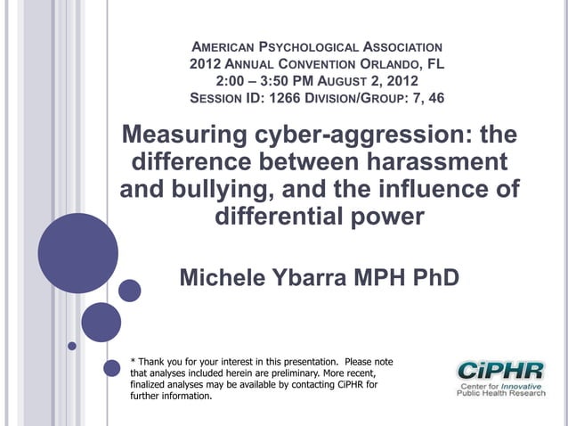 Measuring cyber-aggression: the difference between harassment and ...