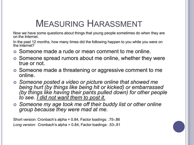 Measuring cyber-aggression: the difference between harassment and ...