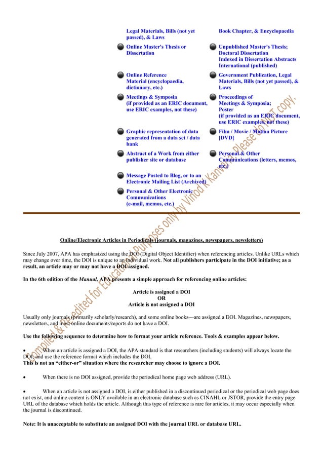 APA (6th Ed) Ready-Reckoner by V K Kanvaria | PDF