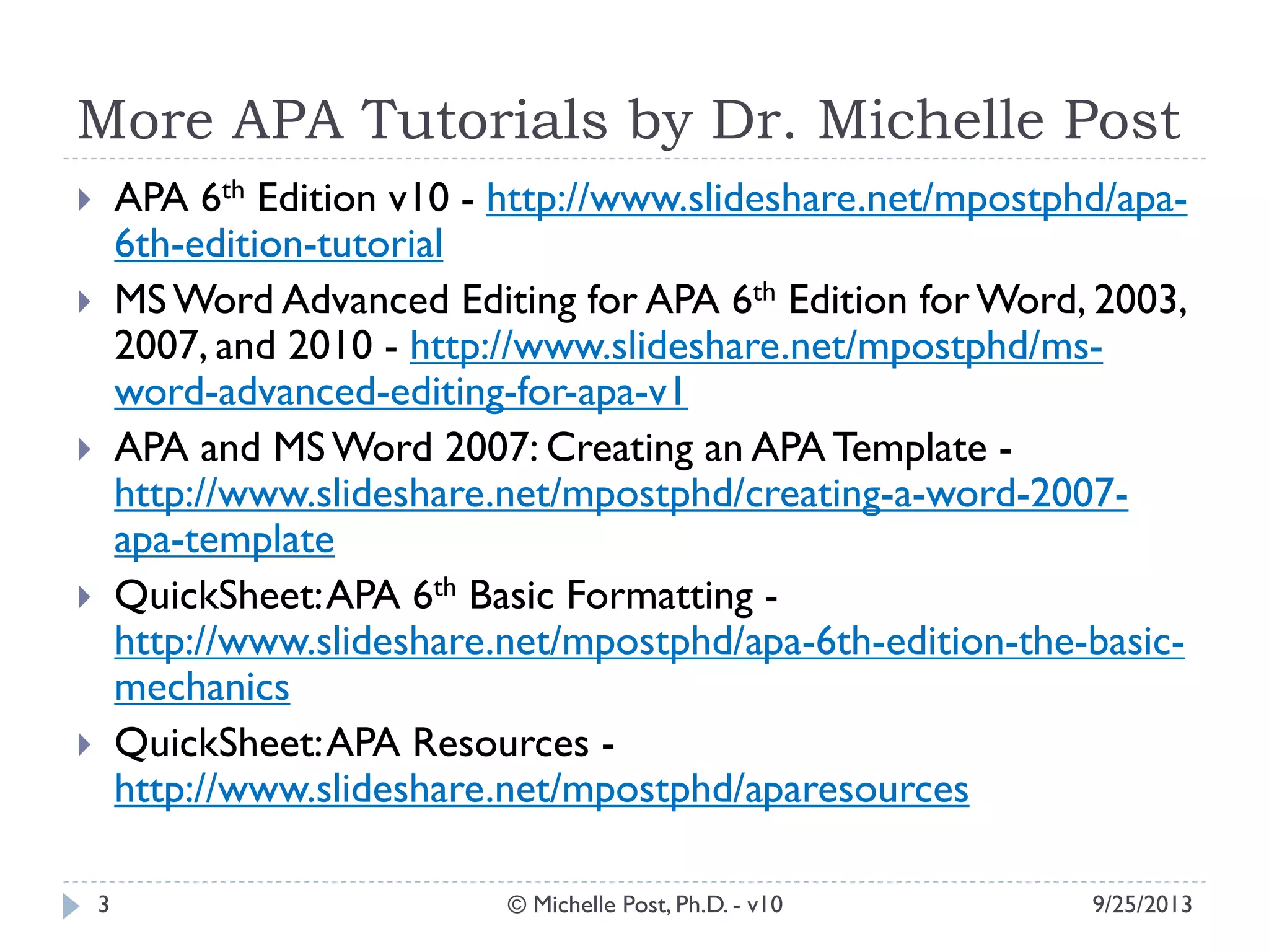 APA 6th Ed Tutorial v10 | PDF