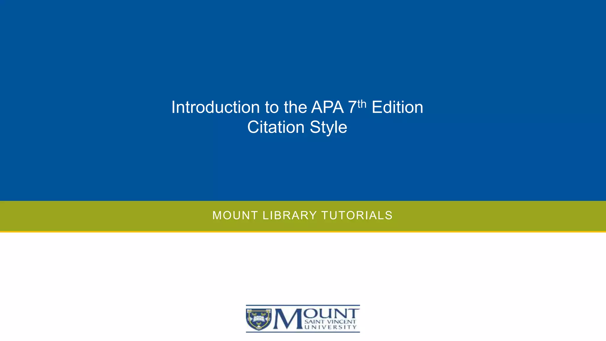 Introduction to APA 7 | PPTX