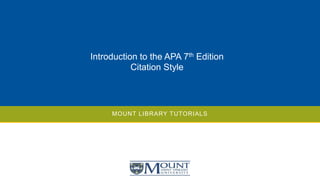 Introduction to APA 7 | PPTX