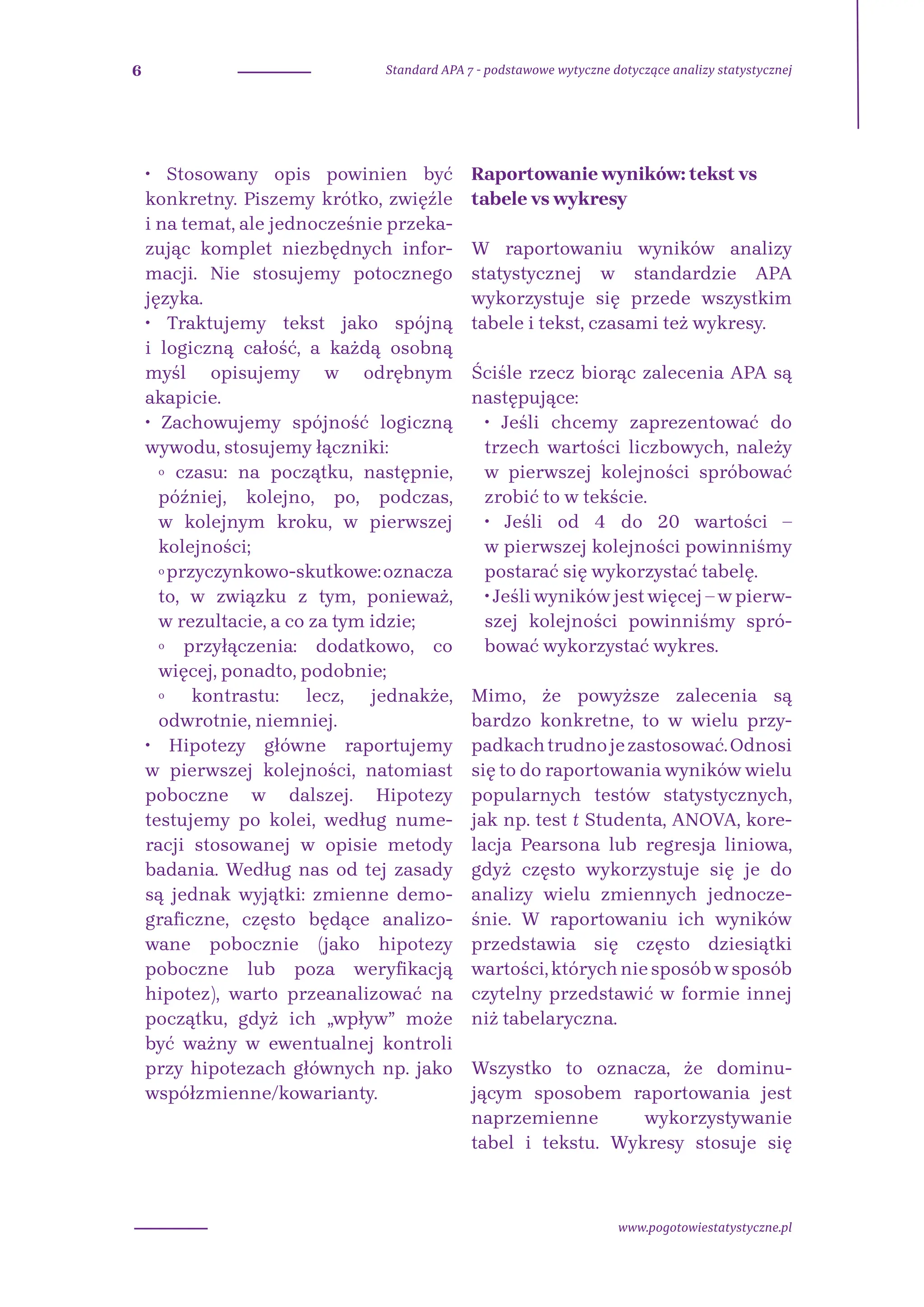 Standard APA 7 - podstawowe wytyczne dotyczące raportowania wyników analizy statystycznej | PDF