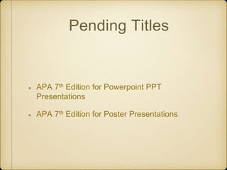 APA Manual 7th Edition - prerelease essentials | PPTX