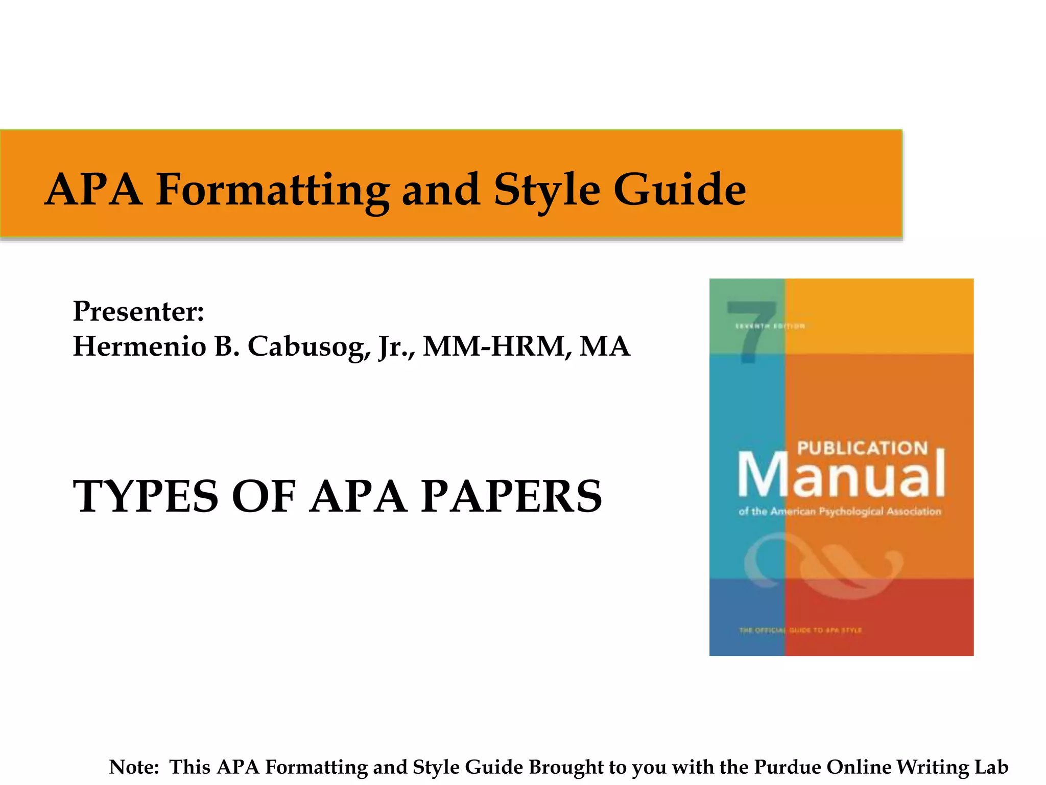 APA (7th Edition) Formatting and Style Guide | PPT | Educational ...